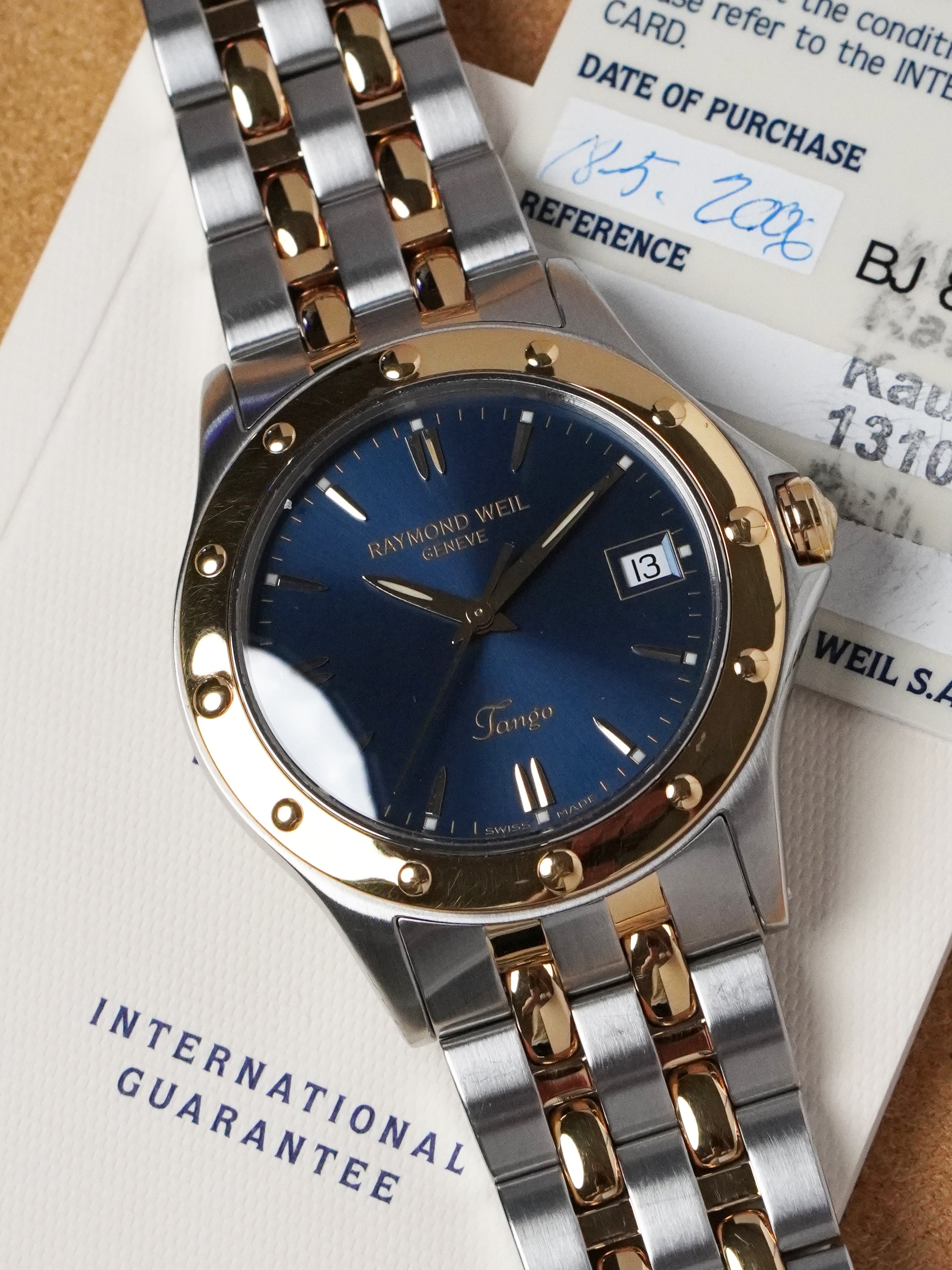 Raymond Weil Tango 5590 - Gold / Steel, Blue Dial, Quartz, Full Set (2 ...